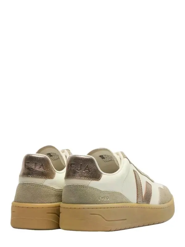 VEJA V-90 Leather Pure Bronze Natural Sneakers - Neutrals
