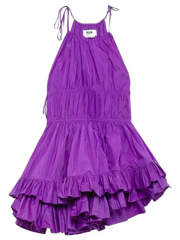 MSGM Ruffled Tiered Mini Dress - Purple