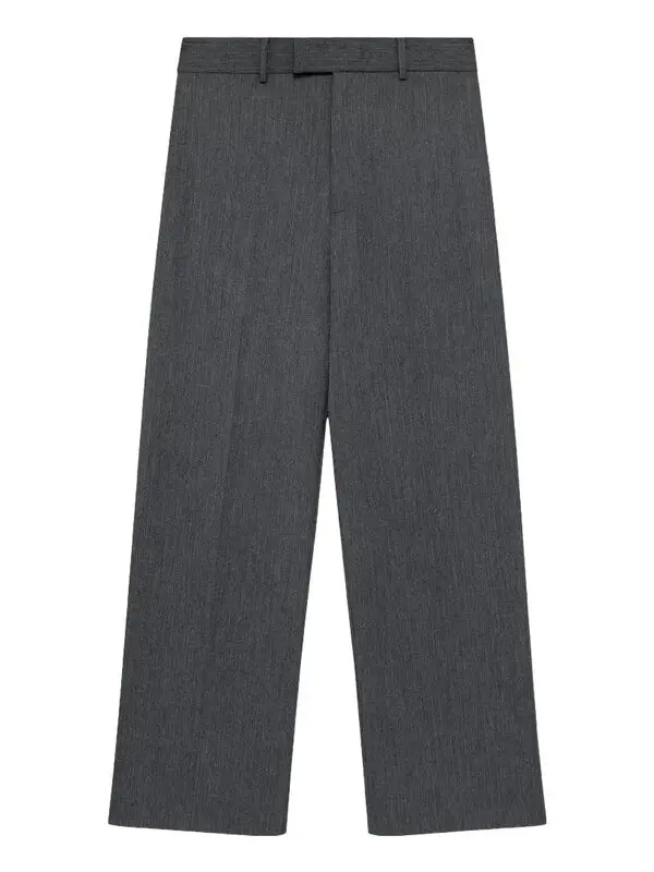 MSGM Pinstripe Pressed-crease Trousers - Grey