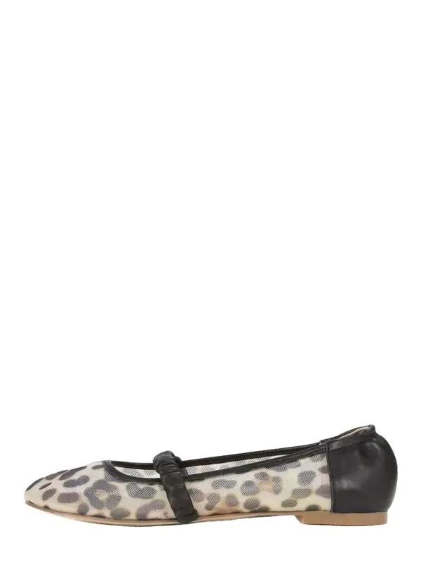 V°73 Karina Leopard-print Ruched-strap Ballet Flats - Neutrals