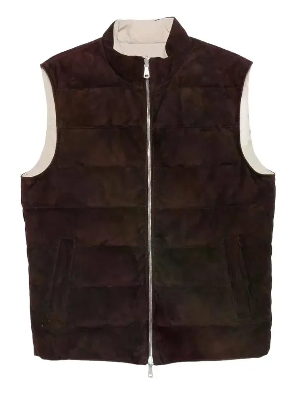 Eleventy Suede Gilet - Brown
