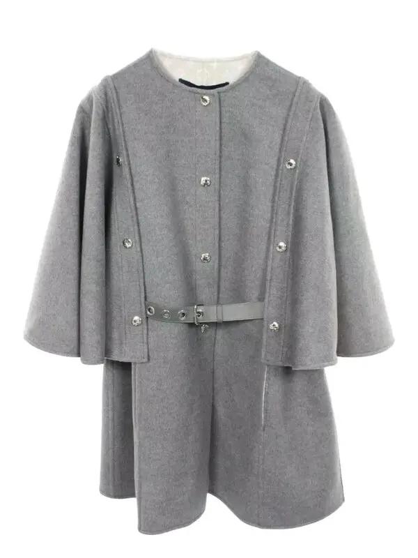 LOUIS VUITTON Cape-sleeve Belted Coat - Grey