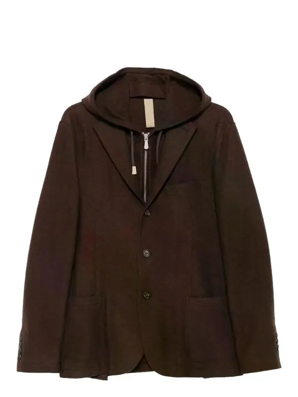 Eleventy Hooded Wool Jacket - Brown