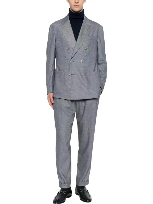 Eleventy Peak-lapel Double-breasted Suit - Blue