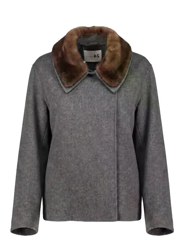 MANZONI 24 Fur-collar Wool Jacket - Grey