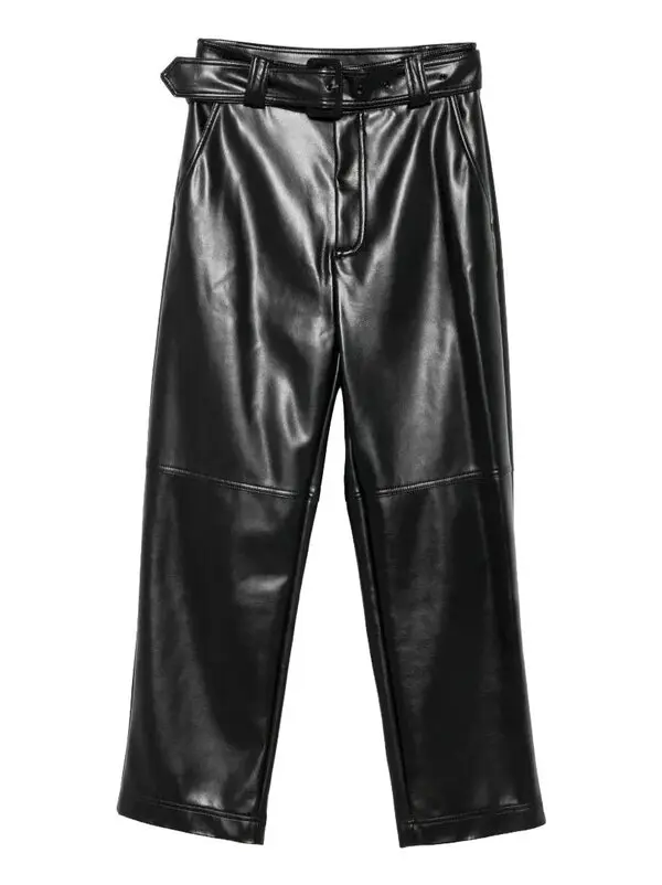 TWINSET Belted Faux-leather Trousers - Black