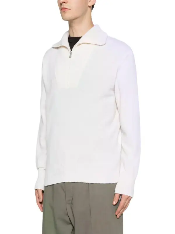Eleventy Quarter-zip Wool Sweater - Neutrals