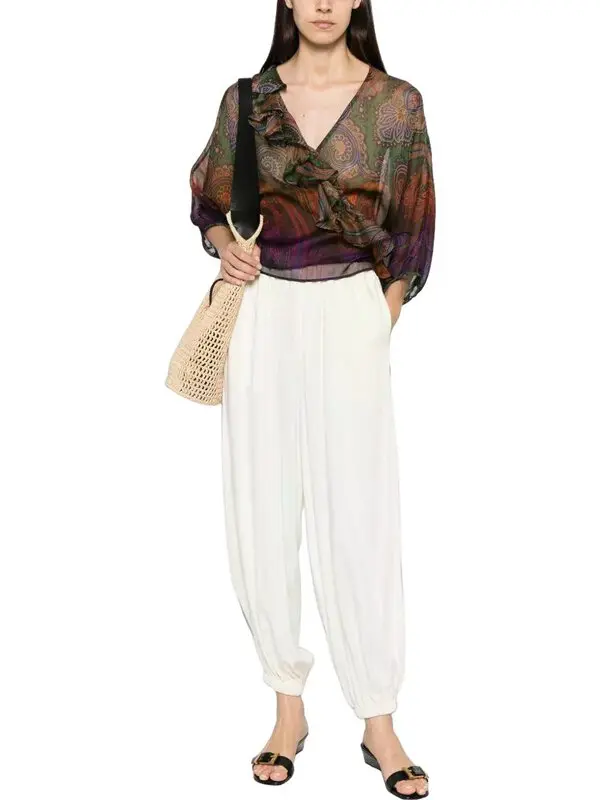 Etro Paisley-print Ruffled Blouse - Green