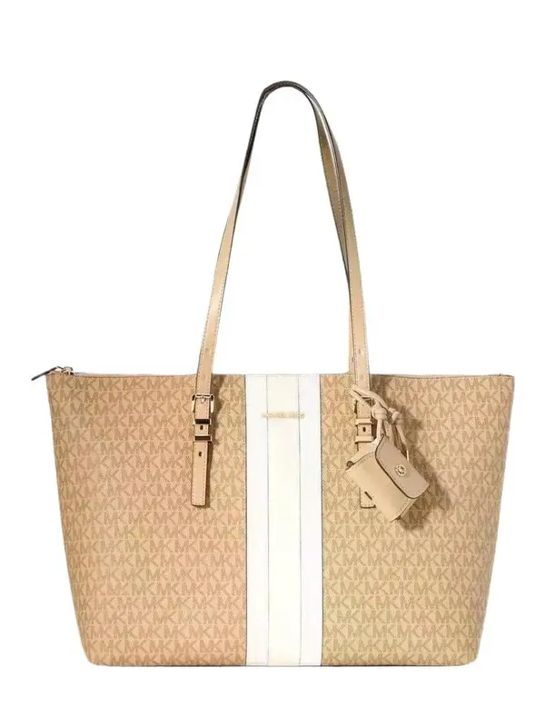 Michael Kors Monogram-print Striped Tote Bag - Neutrals