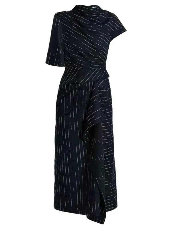 Erdem Striped Draped Midi Dress - Blue