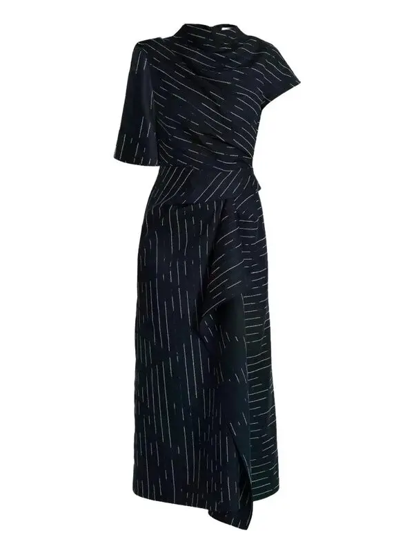 Erdem Striped Draped Midi Dress - Blue