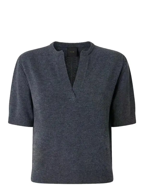 Pinko Short-sleeve V-neck Sweater - Grey