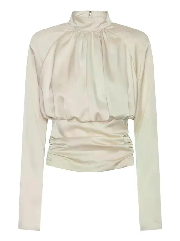 ROTATE BY BIRGER CHRISTENSEN Ls Ruched Top White - Neutrals