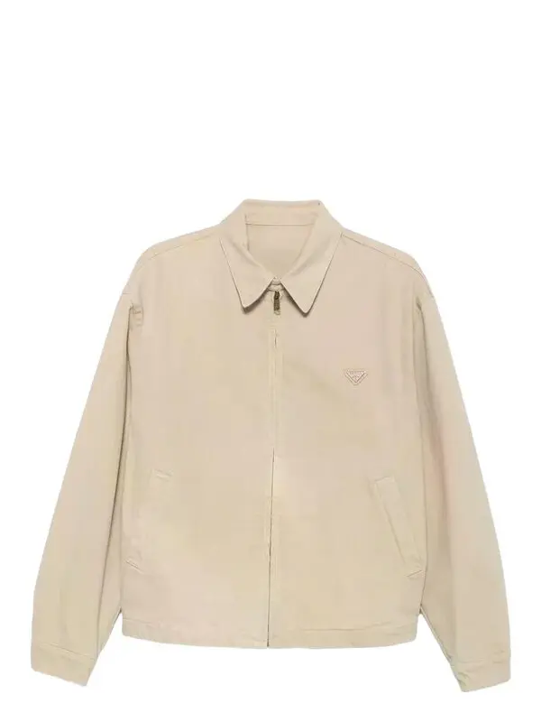 Prada Logo Plaque Jacket - Neutrals