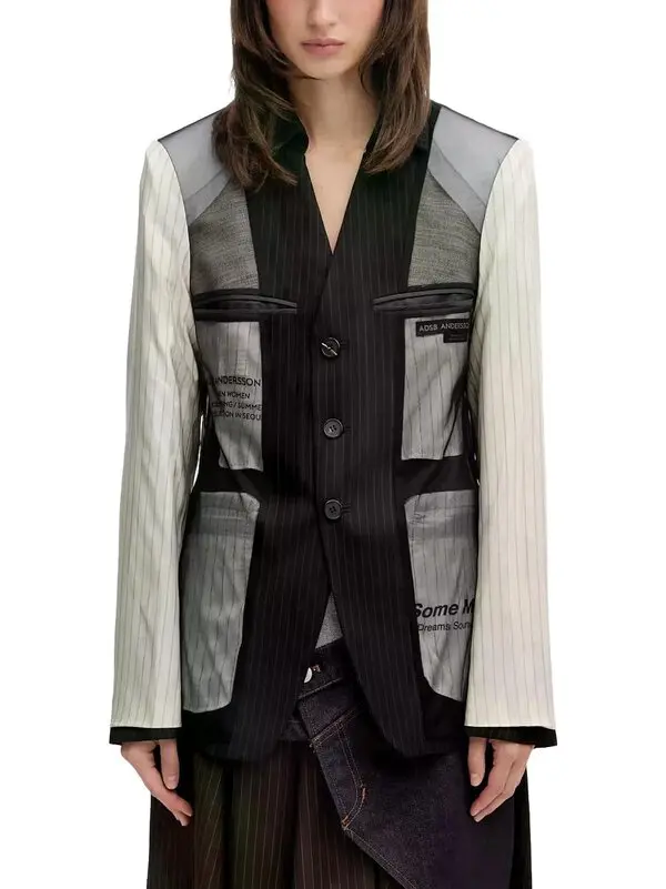 Andersson Bell Pinstripe Reversible Blazer - Black