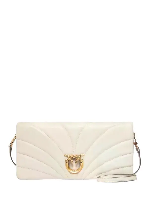 Pinko Love Birds Quilted Leather Shoulder Bag - Neutrals
