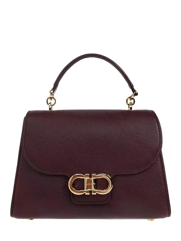FERRAGAMO Double Gancini Leather Tote Bag - Red