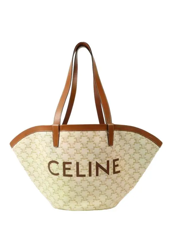 Celine Triomphe Canvas Cufflinks Tote Bag - Neutrals