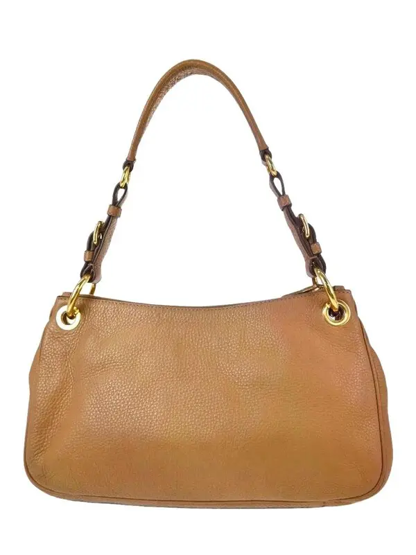 Prada 2010s Pebbled Leather Shoulder Bag - Brown