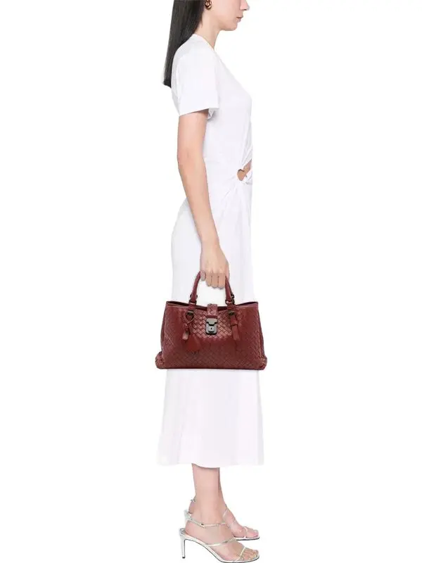 Bottega Veneta 2012-2026 Small Nappa Intrecciato Roma Satchel - Red