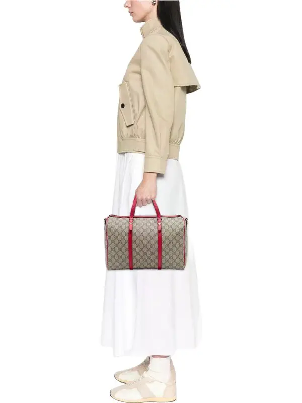 Gucci Gg Supreme Nice Boston Bag Satchel - Red