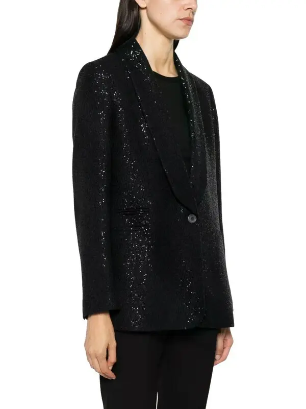 Peserico Sequin-embellished Shawl-lapel Blazer - Black