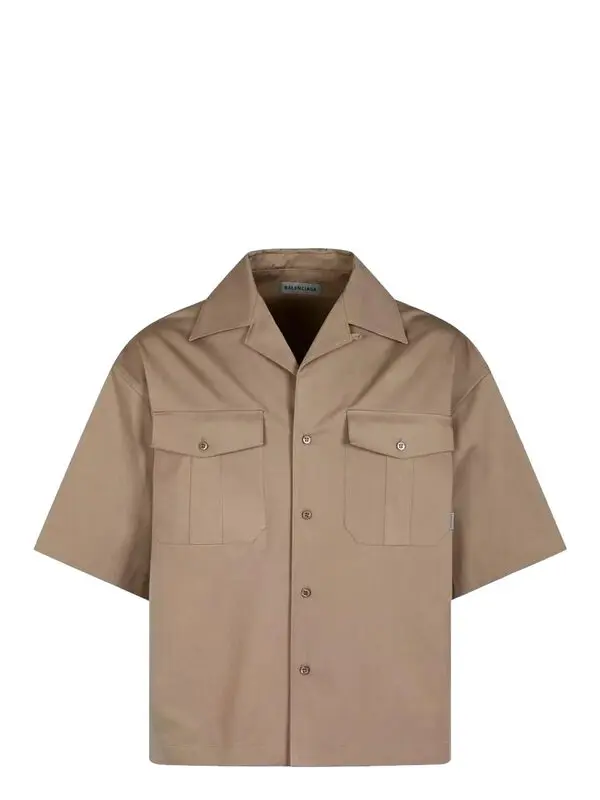 Balenciaga Short-sleeve Flap-pocket Shirt - Neutrals