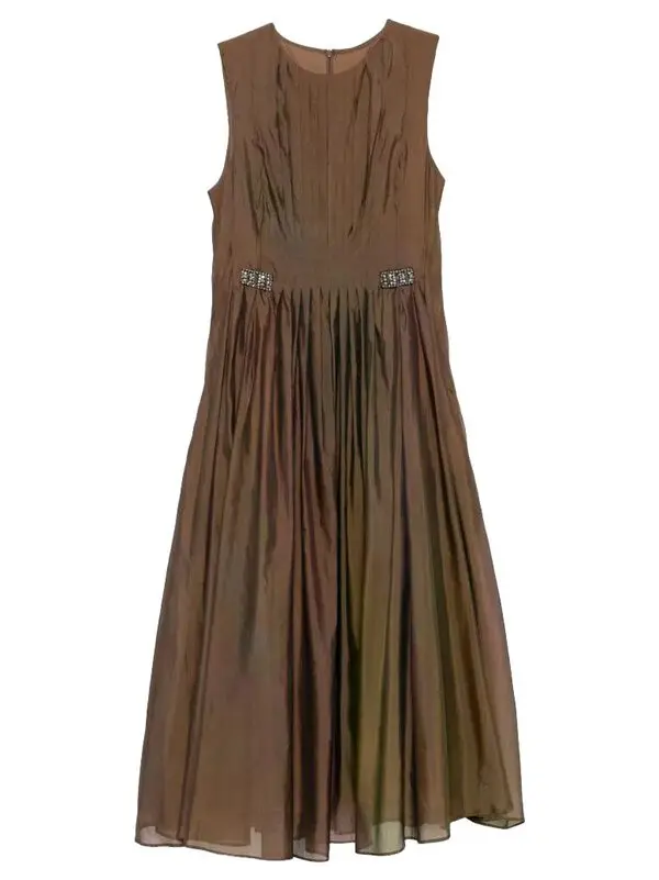 Max Mara Stmwally Crystal-embellished Pleated Midi Dress - Brown