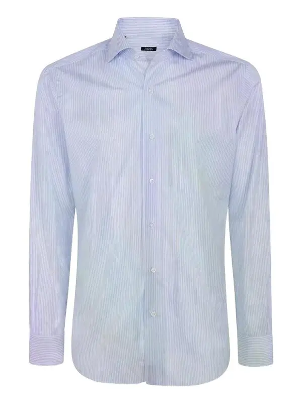 BARBA NAPOLI Striped Cotton Shirt - Blue