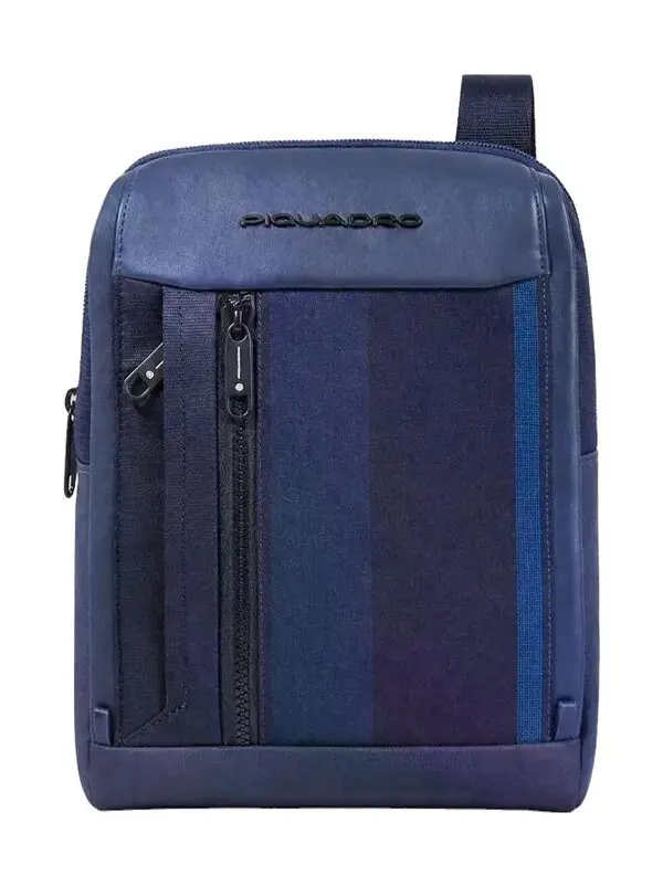 PIQUADRO Logo Plaque Paneled Messenger Bag - Blue