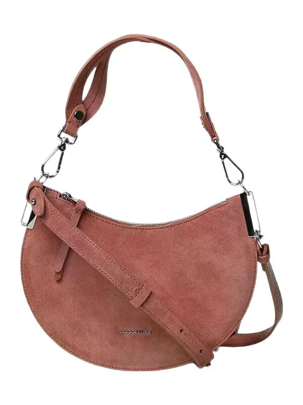 COCCINELLE Suede Crescent Shoulder Bag - Pink