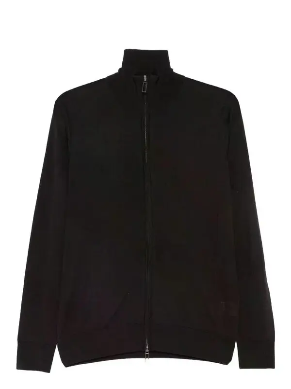 PAOLO PECORA Zip-up High-neck Cardigan - Black