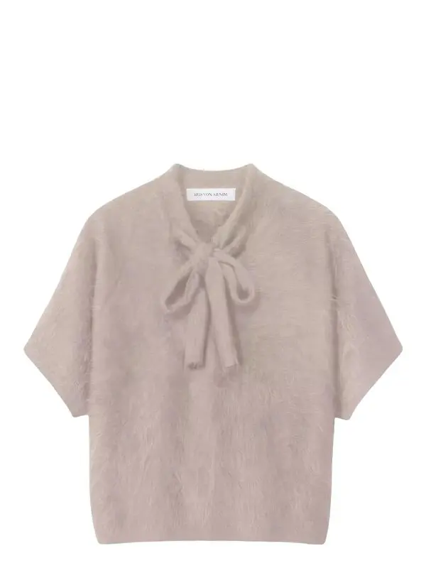 Iris Von Arnim Kassie" Bow-detail Brushed-knit Sweater - Neutrals