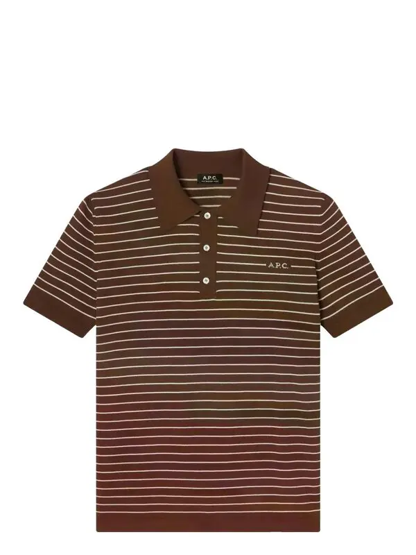 A.p.c. Striped Short-sleeve Polo Shirt - Brown