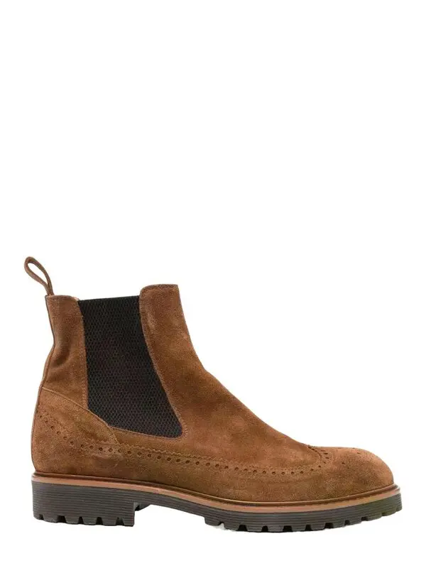 Eleventy Brogue Chelsea Boots - Brown