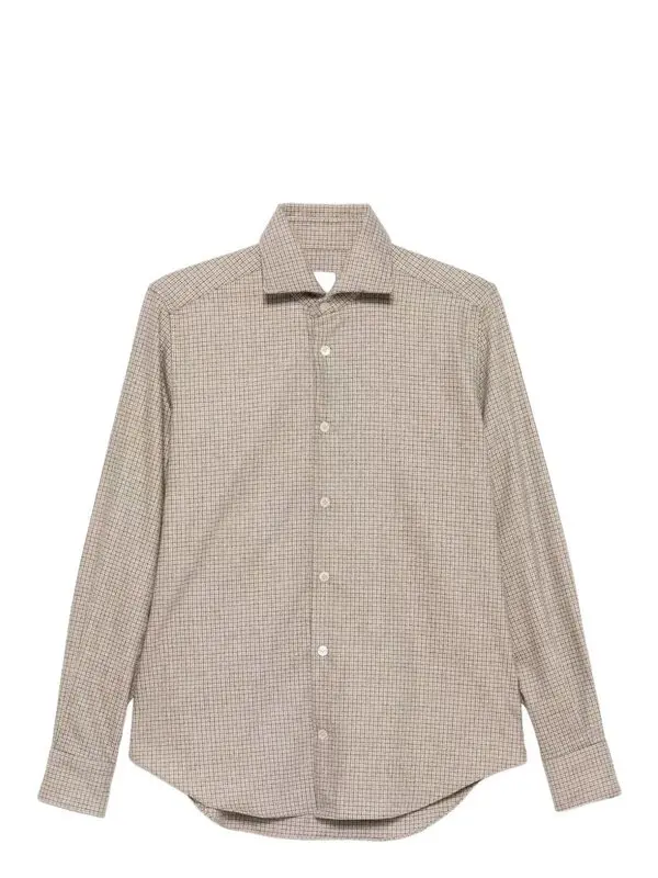 Eleventy Check-pattern Long-sleeve Shirt - Neutrals