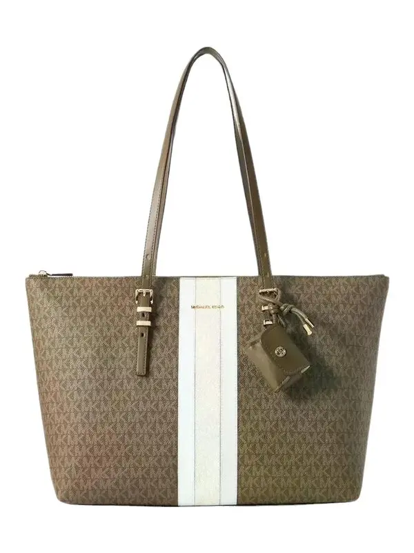 Michael Kors Logo-print Striped Tote Bag - Brown