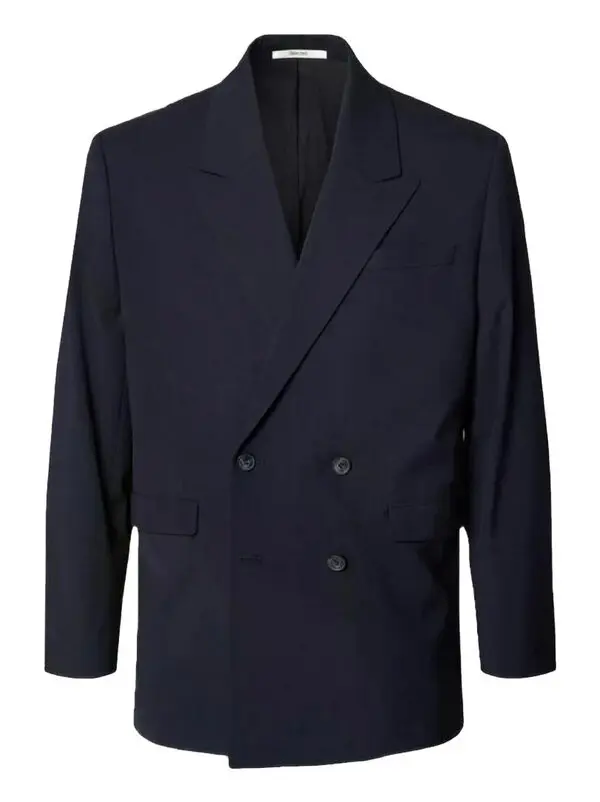 SELECTED Double-breasted Notch-lapel Blazer - Blue