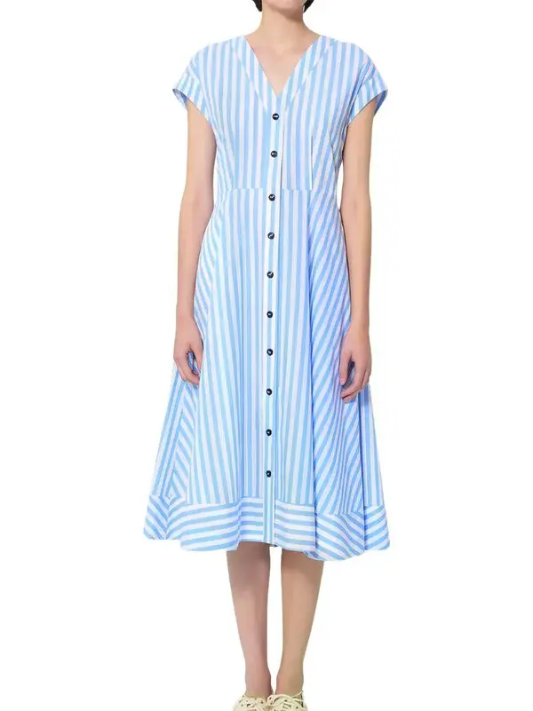 Tara Jarmon Rosia Striped Midi Dress - Blue