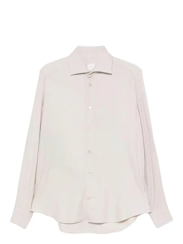 Eleventy Twill-weave Long-sleeve Shirt - Neutrals