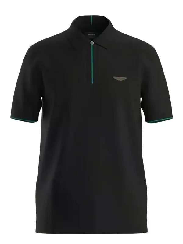 BOSS Logo-patch Tipped Polo Shirt - Black