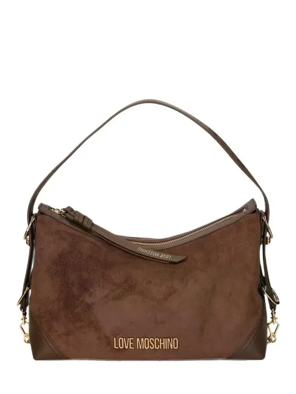 Moschino Logo Plaque Shoulder Bag - Brown
