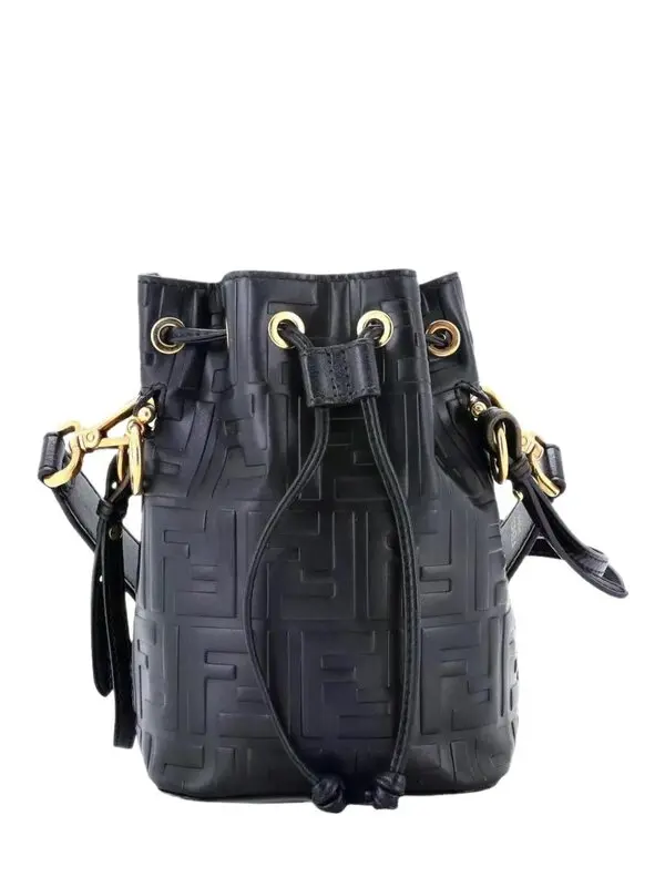 Fendi Mon Tresor Zucca Embossed Leather Mini Bucket Bag - Black