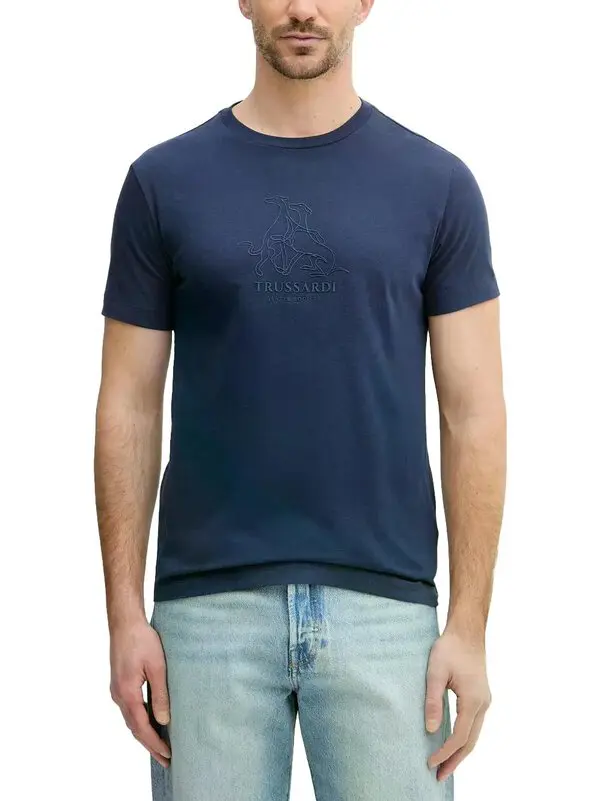 TRUSSARDI Logo-embossed T-shirt - Blue