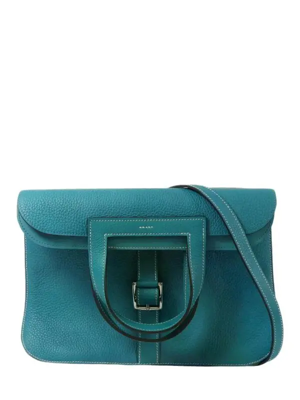 Hermès Halzan Leather Tote Bag - Blue