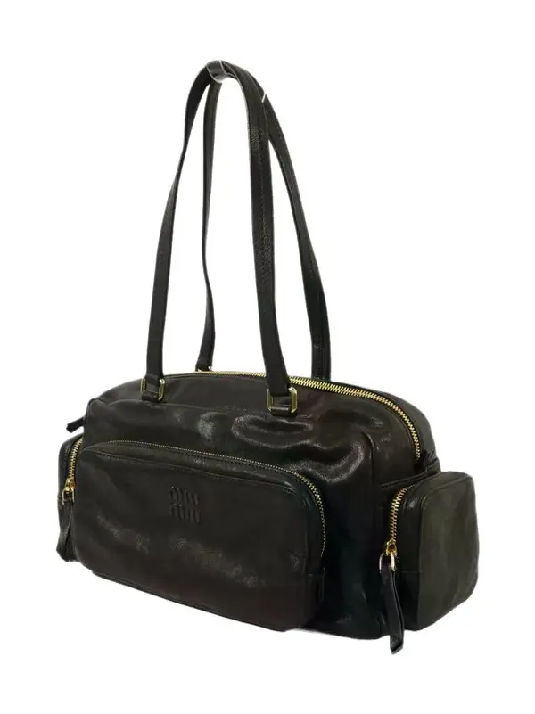 Miu Miu Pocket Leather Shoulder Bag - Black
