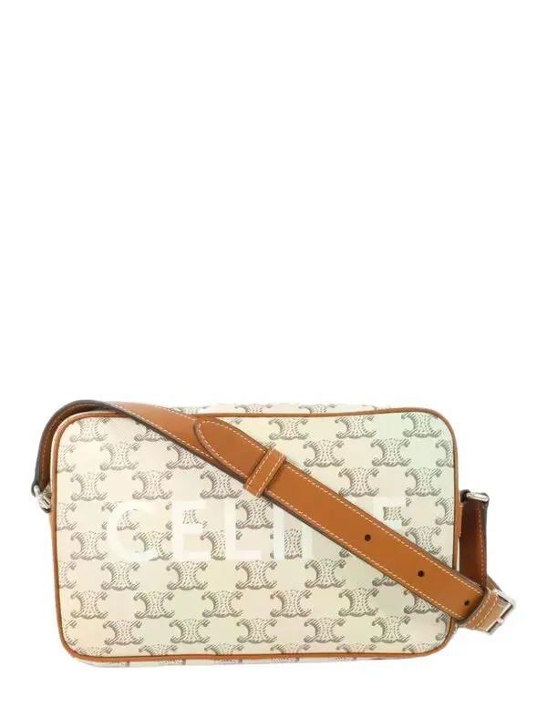 Celine Triomphe Logo Print Messenger Bag - Neutrals