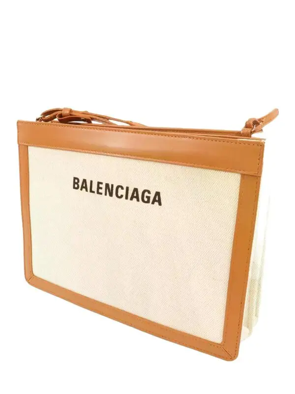 Balenciaga Logo Print Shoulder Bag - Neutrals