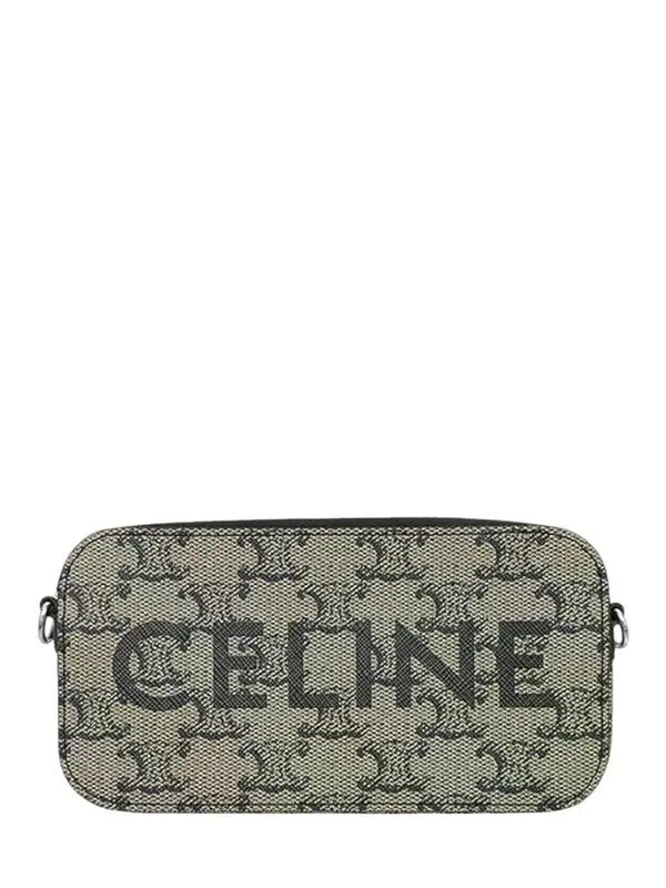 Celine Triomphe Coated Canvas Logo Pouch Crossbody Bag - Neutrals