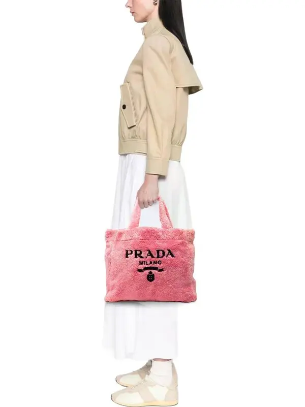 Prada Terry Cloth Logo Tote Bag - Pink